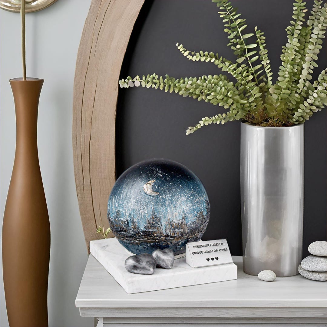 Artistic Urn for Ashes 'city at Night' Stainless-steel Decorative Urn ...