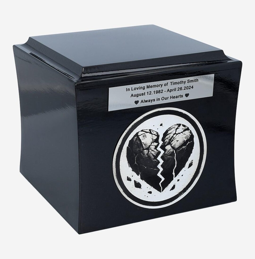 Urn With Broken Heart Urn for Ashes Modern Box Shaped Urn Cremation Urn ...