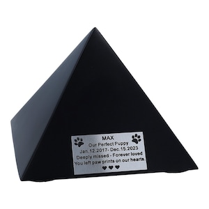 Black Urn in the Shape of Pyramid, Small Black Creamtion Urn for Part ...
