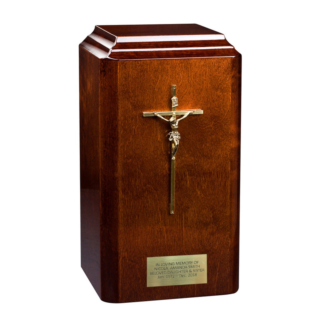 Catholic Cremate Casket Wood Urn for Ashes for Human Decorative Wooden ...