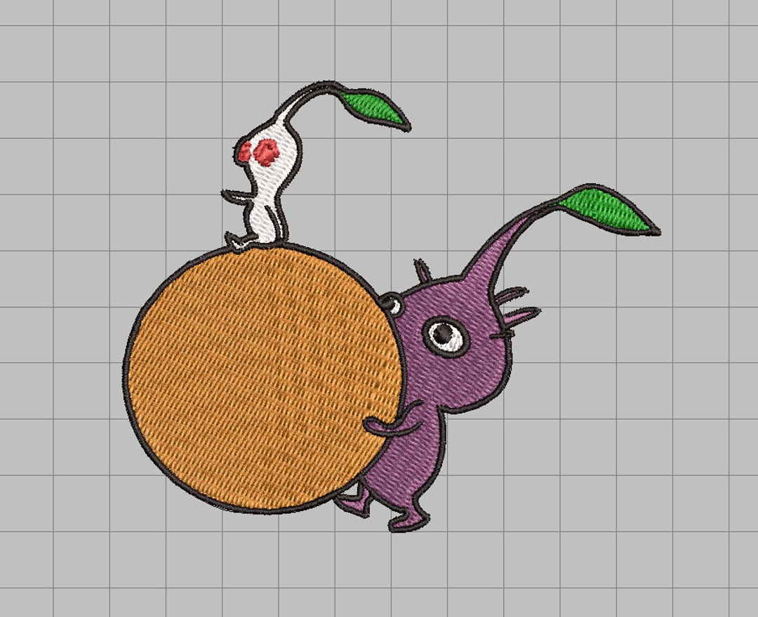 Pikmin Inspired Embroidery File White and Purple Pikmin Carrying Orange ...