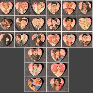 Heart Shaped Button Pins Inspired by Date Everything! Homemade! 58mm - Etsy