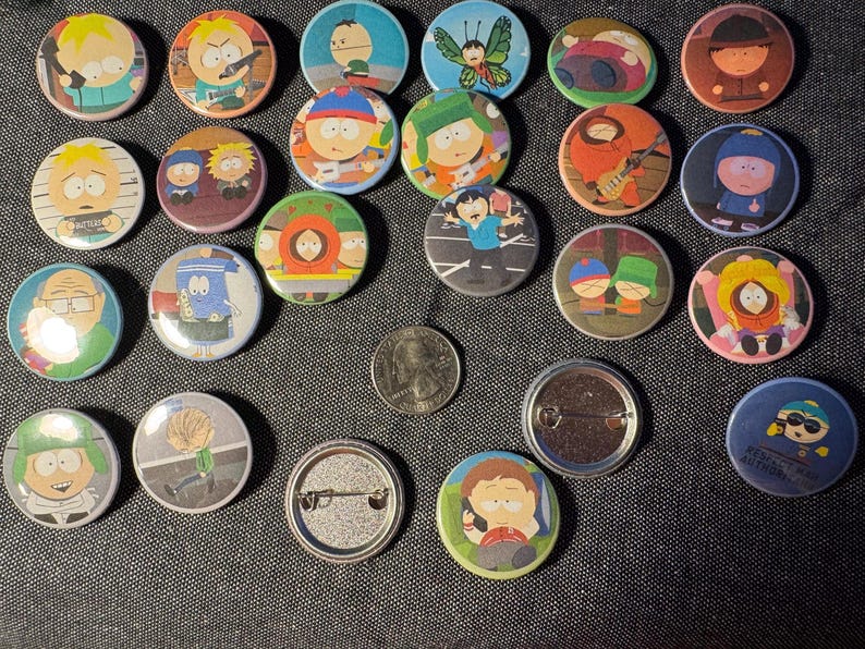 Button Pins Inspired by South Park! Homemade! 32mm - Etsy