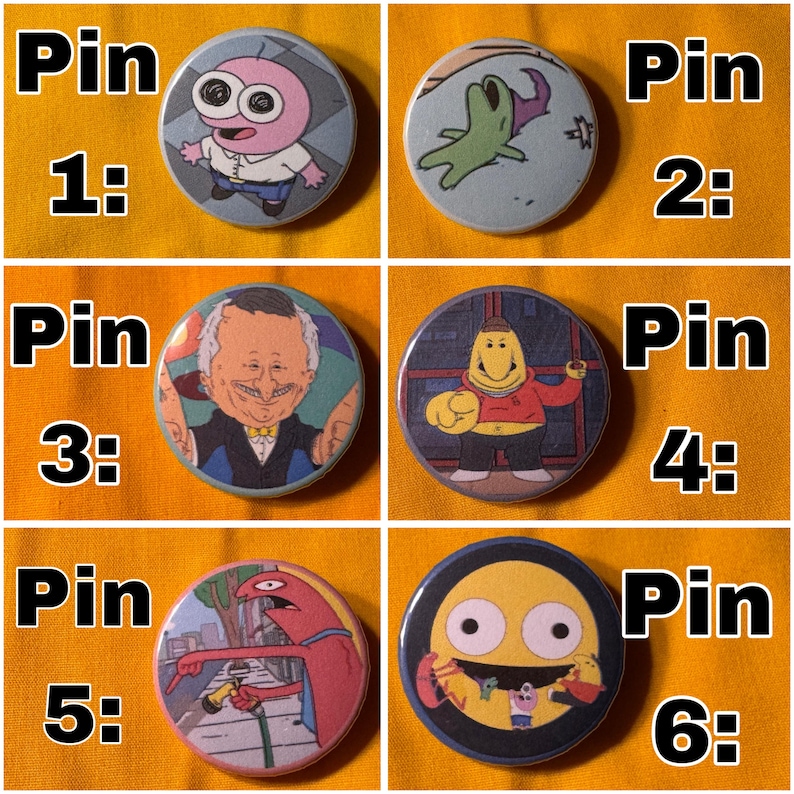 Button Pins Inspired by Smiling Friends! Homemade! 32mm - Etsy