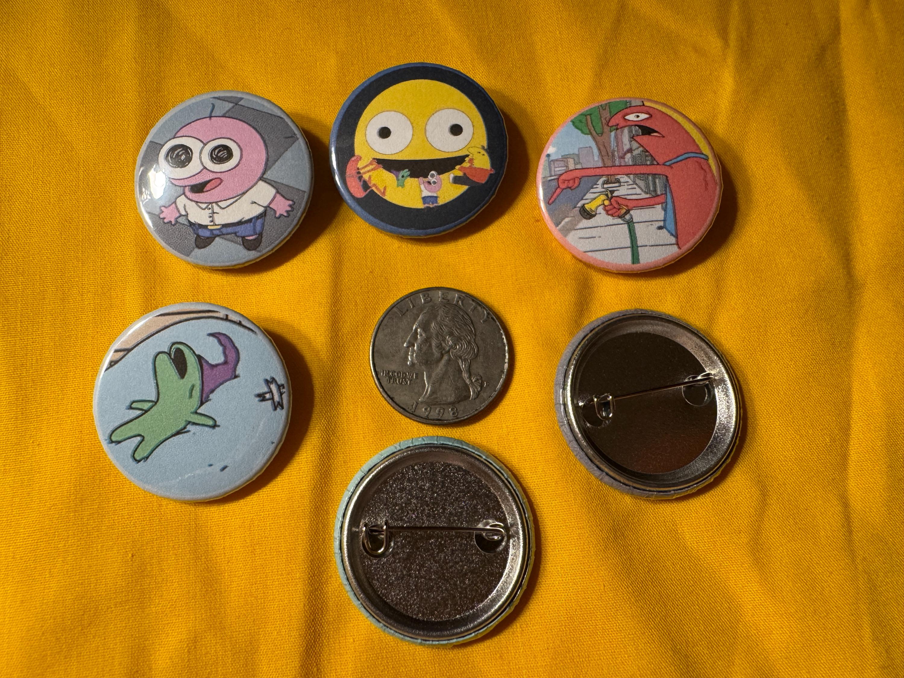 Button Pins Inspired by Smiling Friends! Homemade! 32mm - Etsy