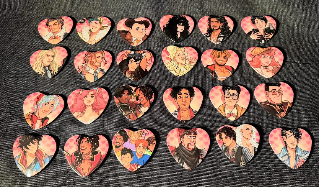 Heart Shaped Button Pins Inspired by Date Everything! Homemade! 58mm - Etsy