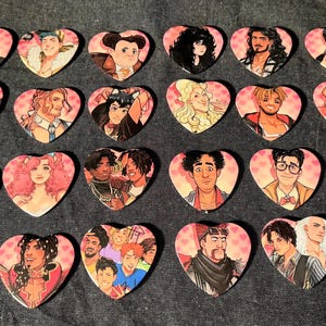 Heart Shaped Button Pins Inspired by Date Everything! Homemade! 58mm - Etsy