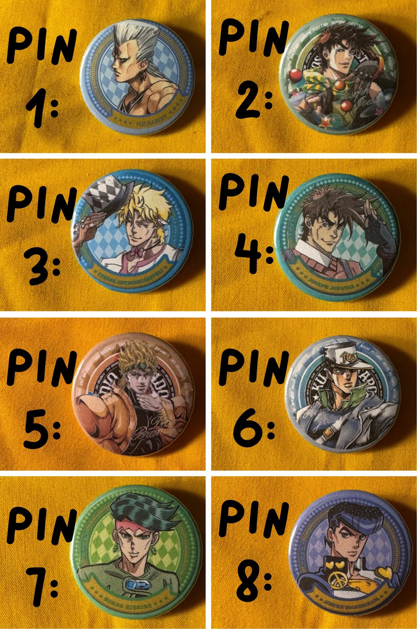 Button Pins Inspired by Jojo's Bizarre Adventure! Homemade! 32mm - Etsy
