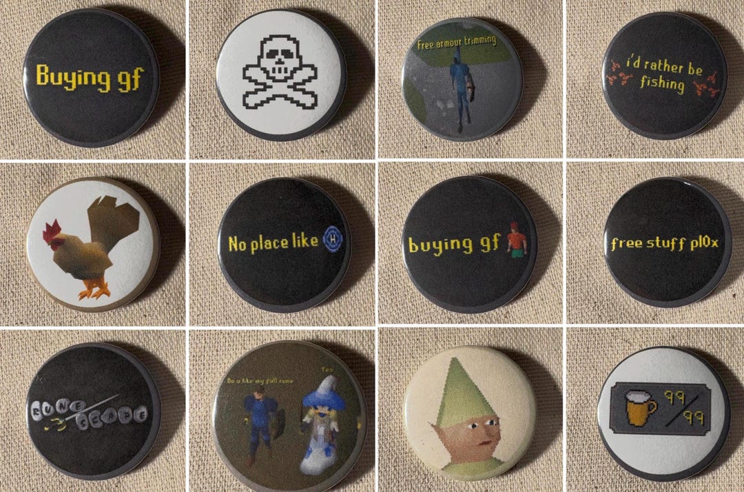 Button Pins Inspired by Runescape! Homemade! 32mm - Etsy