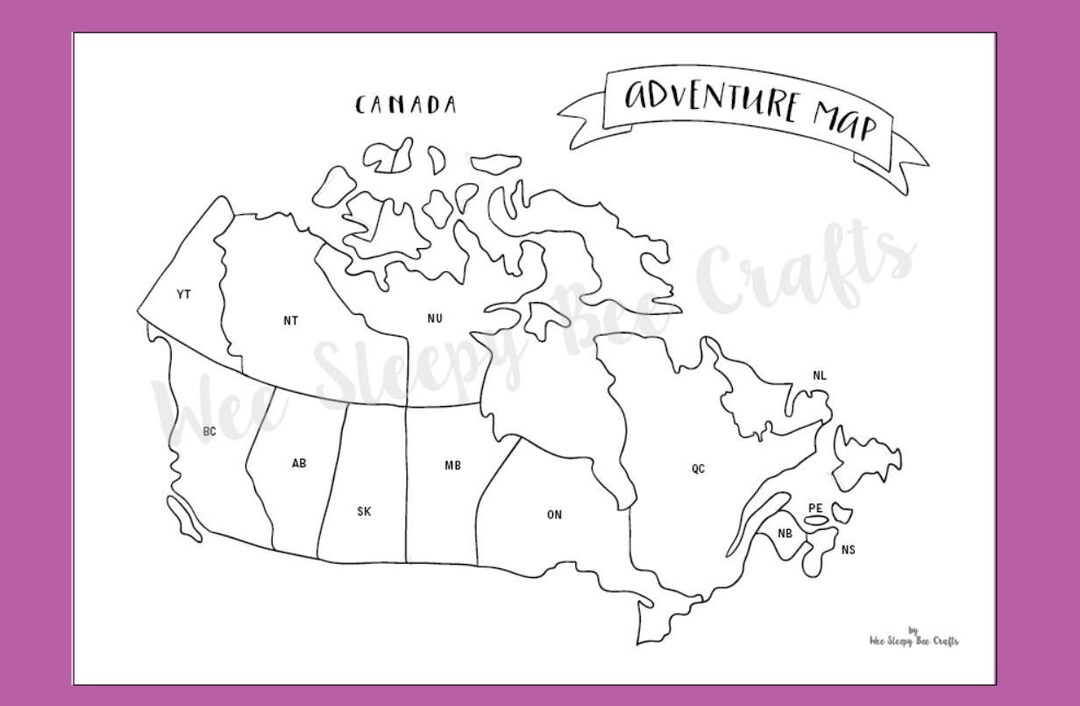 Travel Map of Canada Colouring Page, Digital Download PDF, Adventure ...