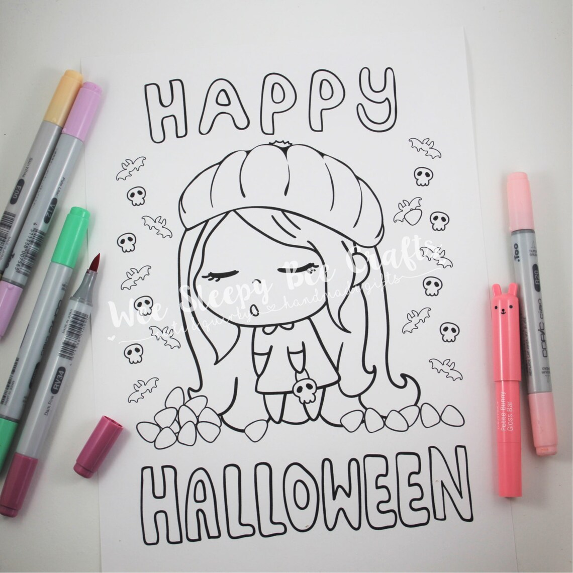 Printable Halloween Coloring Page. Happy Halloween Coloring - Etsy