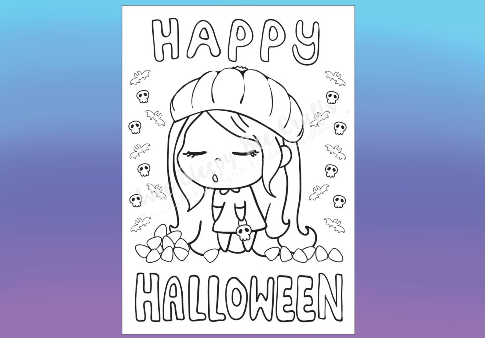 Printable Halloween Coloring Page. Happy Halloween Coloring - Etsy
