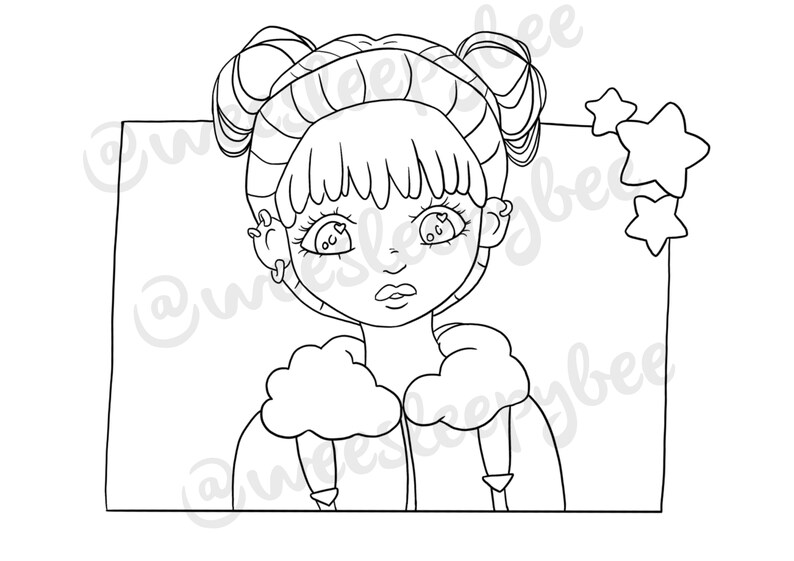 Quirky Girls ~ Printable Colouring Page. Cute Character Sketches ...
