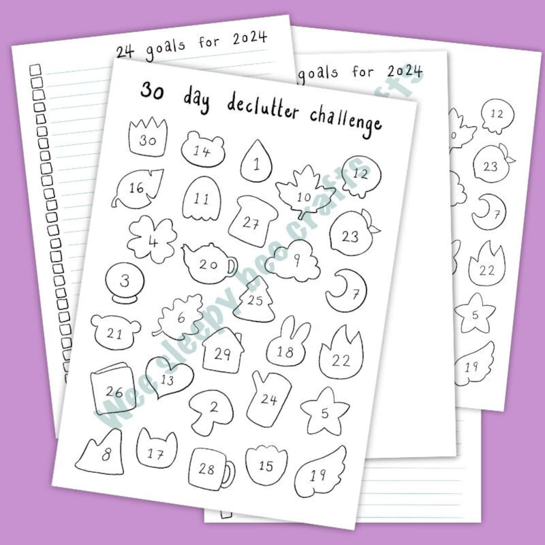 30 Day Declutter Challenge Tracker, Achievement Sheet, Planner Insert ...