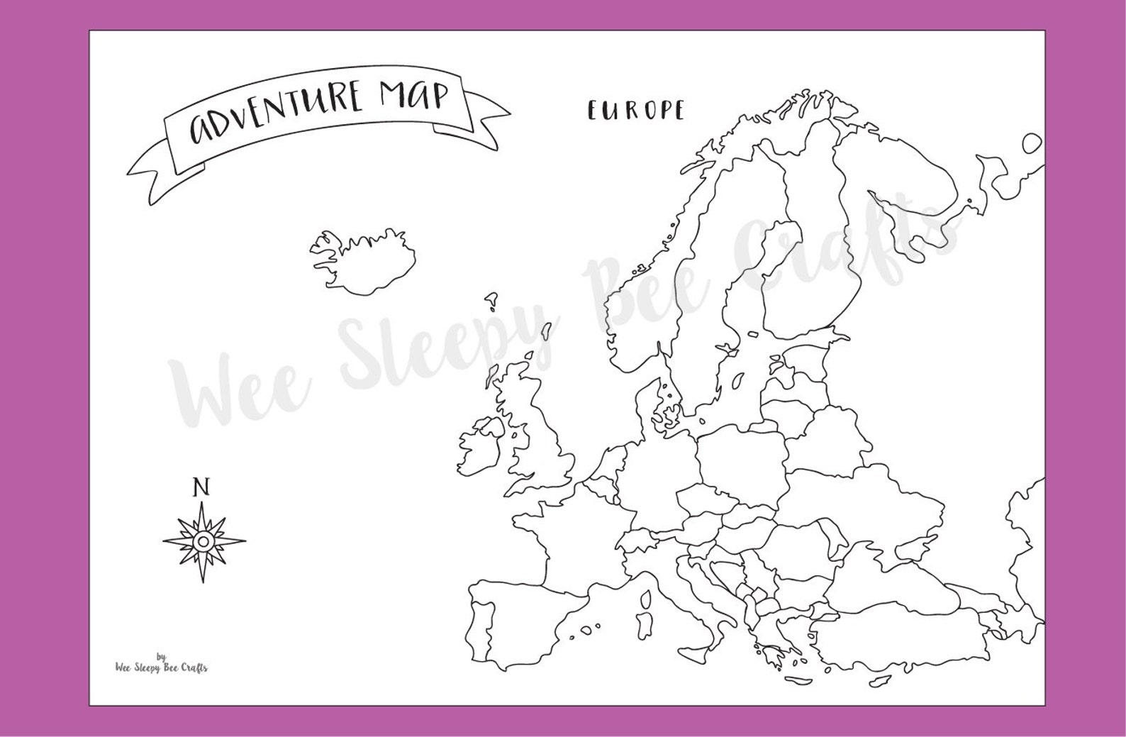 Travel Map of Europe Colouring Page Digital Download PDF - Etsy