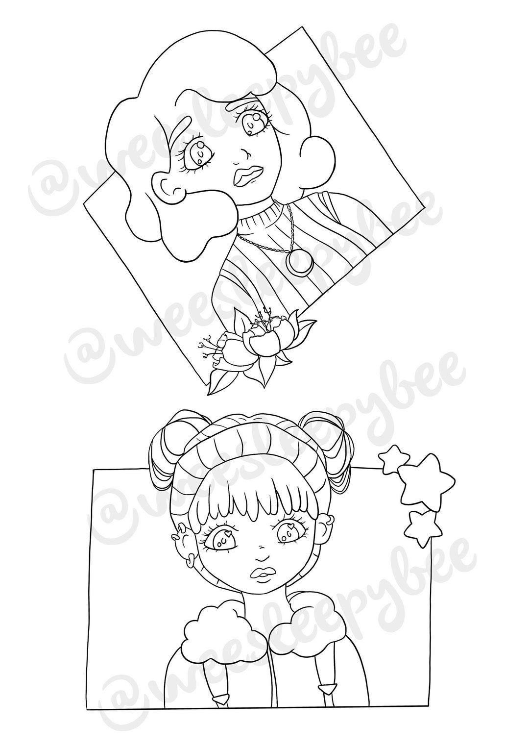 Quirky Girls ~ Printable Colouring Page. Cute Character Sketches ...