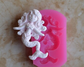 Mermaid Large 6-1/2 Silicone Mold, Mermaid, Mermaids, Aquatic Creature ...