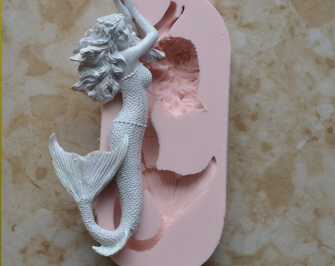 Mermaid Large 6-1/2 Silicone Mold, Mermaid, Mermaids, Aquatic Creature ...