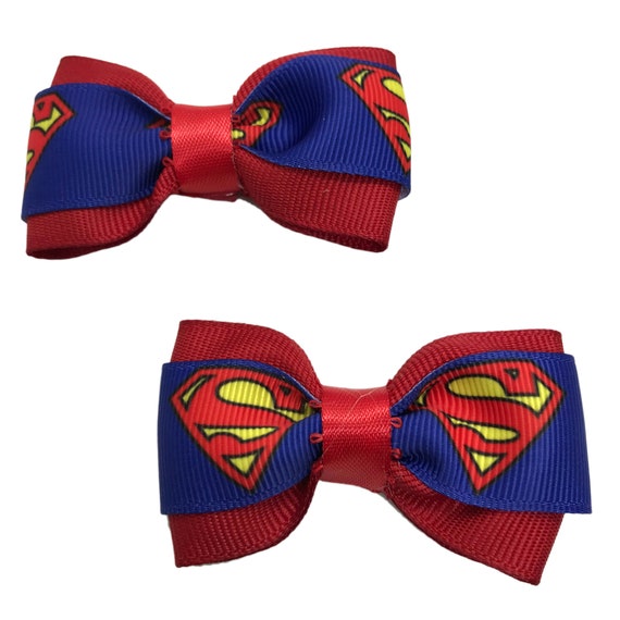 Superman Bow Superman Bow Set Hair Bows for Girls Little | Etsy