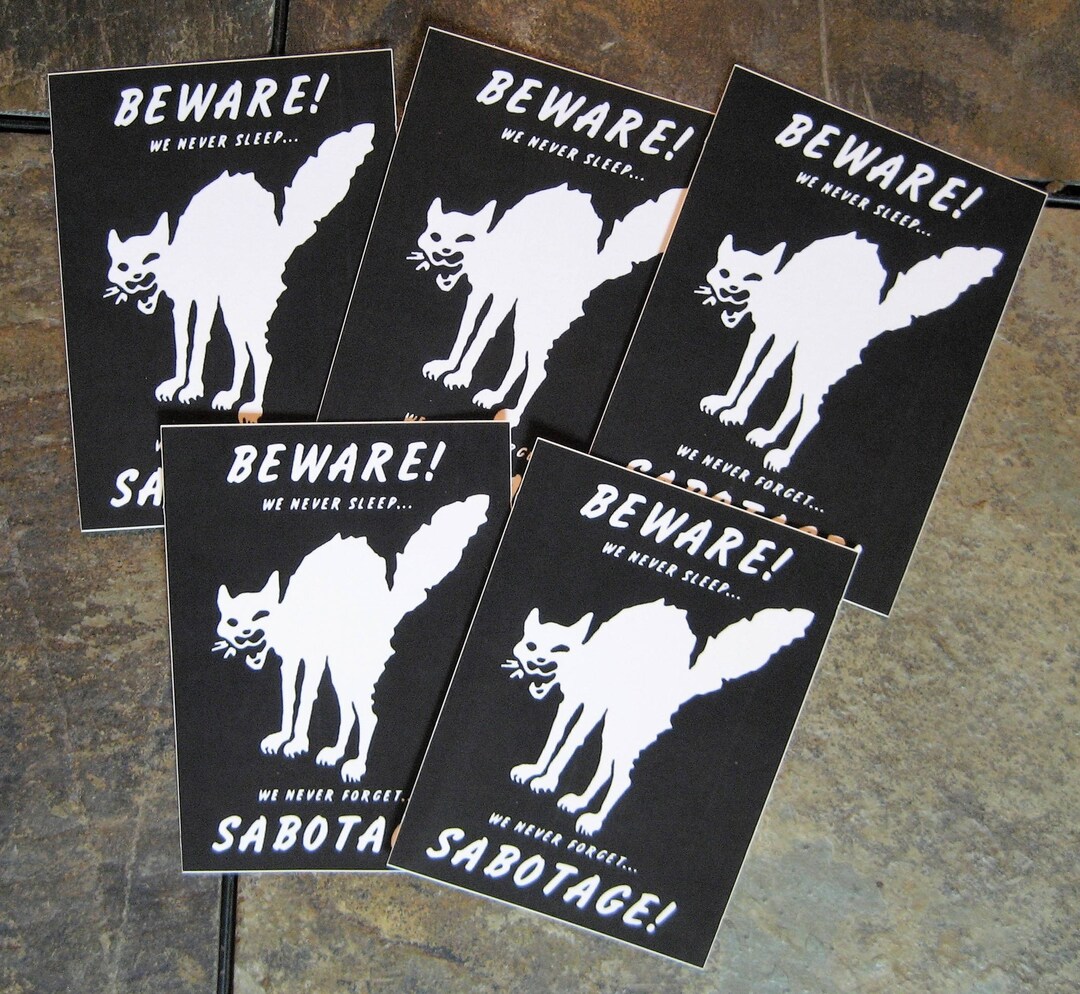 Lot of 5 4x3" Class War Sabotage Cat Vinyl Sticker (waterproof) - Human ...