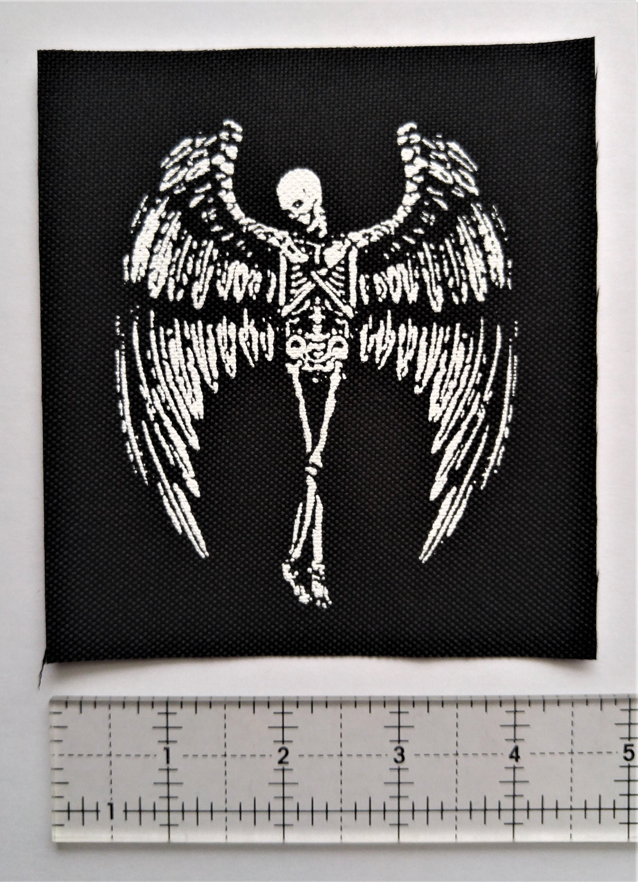 Winged Skeleton Patch - Occult Skull Gothic Satanic Pentagram Baphomet ...