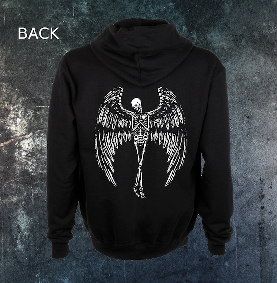 Winged Skeleton Zip up Zipper Hoodie Satanic Pentagram Punk - Etsy