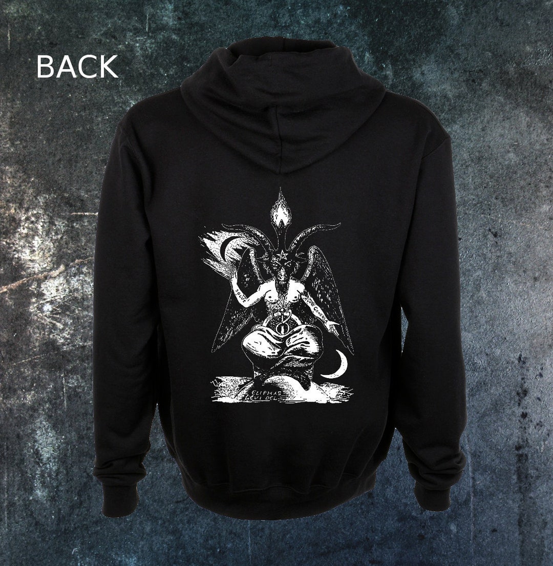Baphomet Zip up Zipper Hoodie - Satanic Pentagram Punk Occult Gothic ...