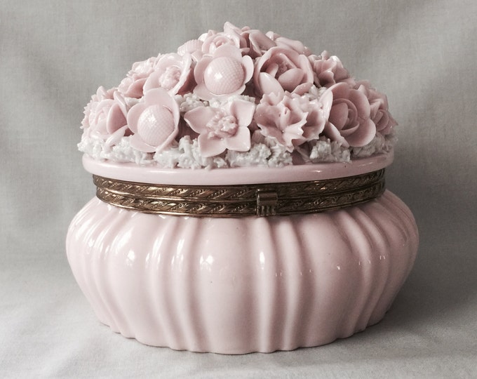Pink Floral Trinket Box // Ceramic Jewelry Box // Ceramic Trinket Box ...