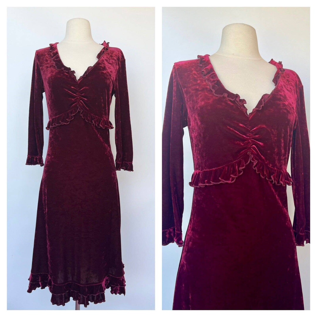 Red Velvet Gothic Style Ruffle Dress Small - Etsy