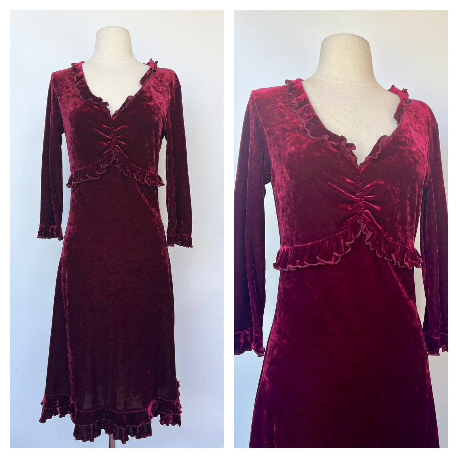 Red Velvet Gothic Style Ruffle Dress Small - Etsy