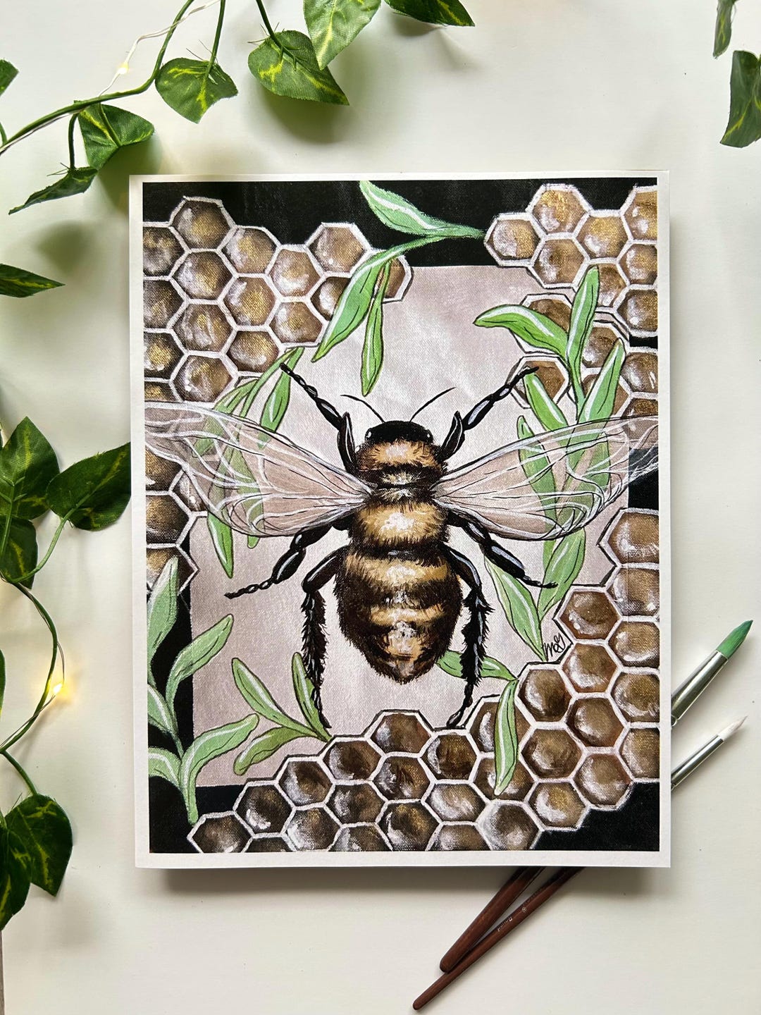 Honeybee Art Print, Bug Wall Art, Cottagecore Home Decor, Honeybee ...