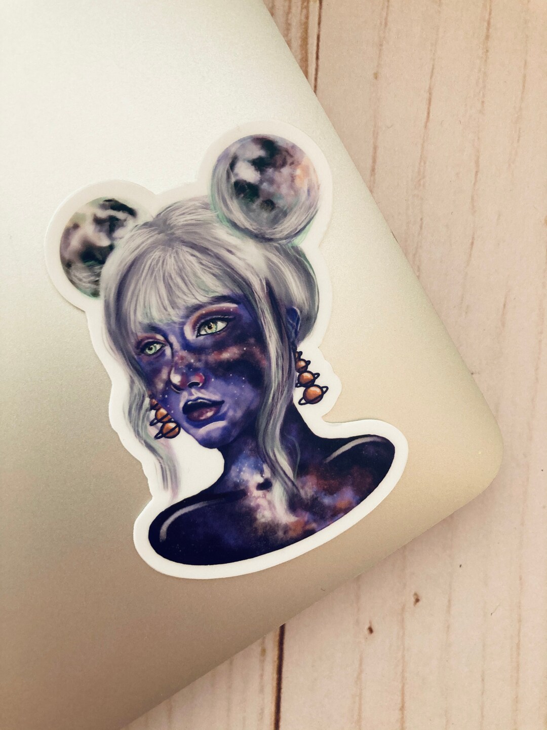 Space Girl Sticker, Cute Space Themed Sticker, Laptop Decal, Water ...