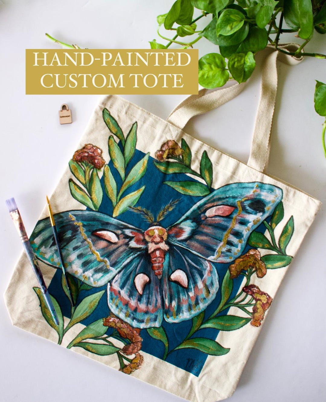 Custom Tote Bag Painting, Hand Painted Tote Bag, Customizable Tote Bag ...