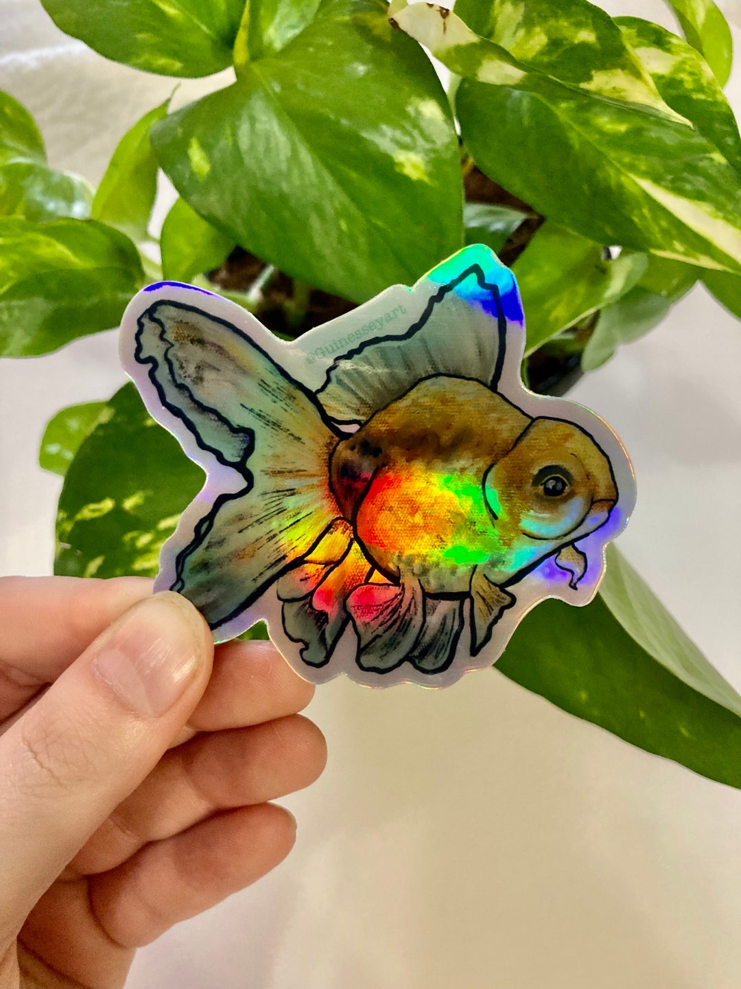 Holographic Goldfish Waterproof Sticker, Vinyl Goldfish Sticker ...