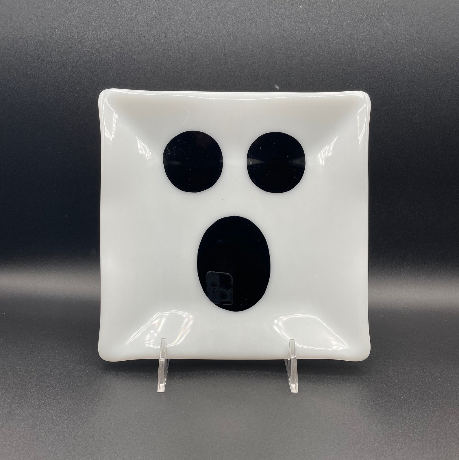 Festive Fused Glass Ghost Plate - 8" Square - Etsy