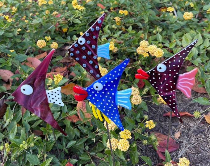 Festive Fused Glass Fish Plant Stakes - Choose ONE - Etsy