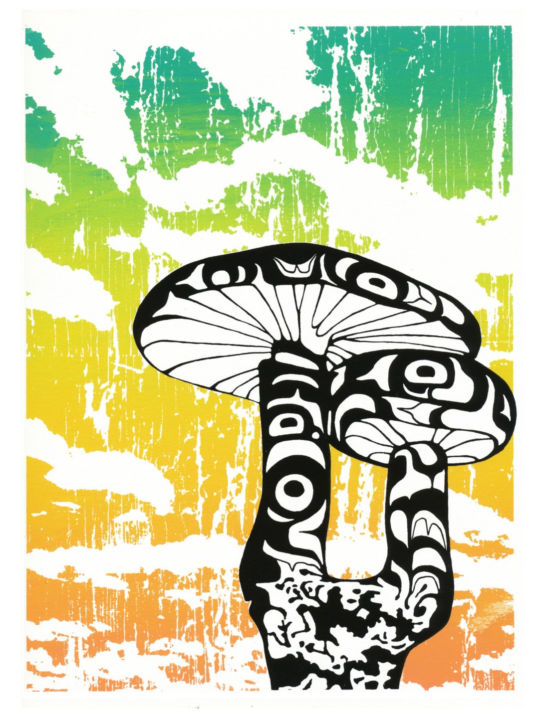 Psychedelic Agaric Mushroom Art Screen Print 9x12" - Etsy