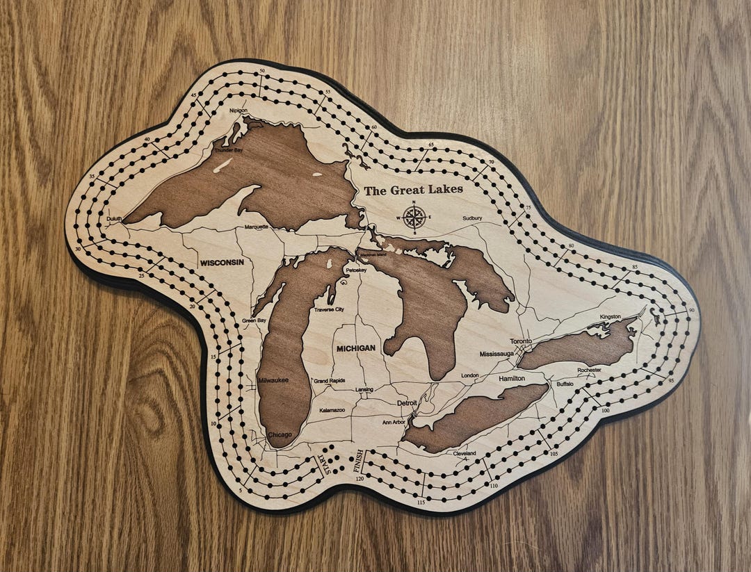 Great Lakes Cribbage Board - Etsy