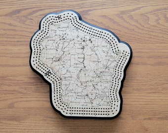 State of Wisconsin Cribbage Board - Etsy