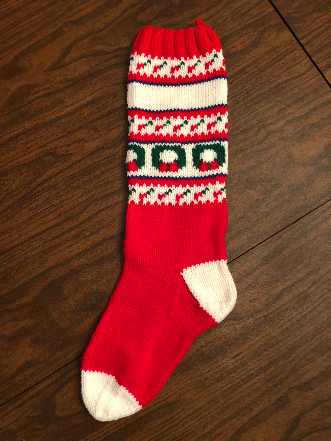 Wreath Fair Isle Stocking - Etsy