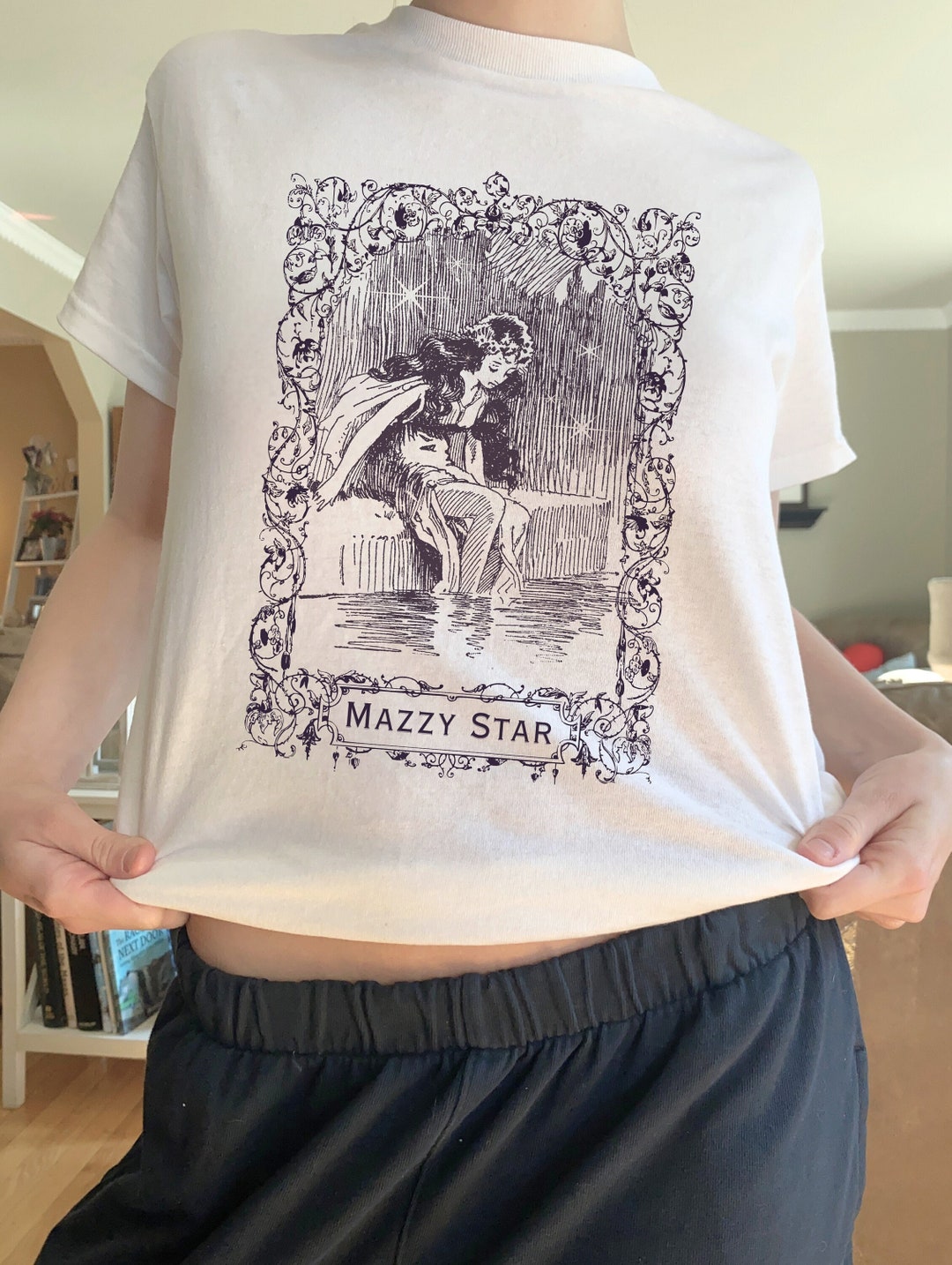 Mazzy Star Vintage T-shirt- Mazzy Star Line Drawing Whimsical Mermaid ...