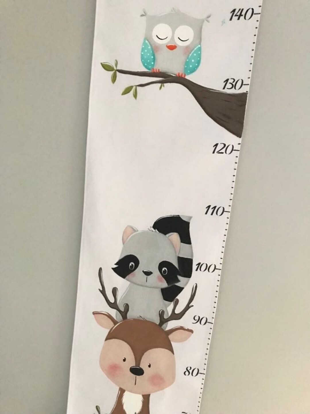 Forest Animal Growth Chart, Size Scale, Fabric, Growth Ruler, Room ...