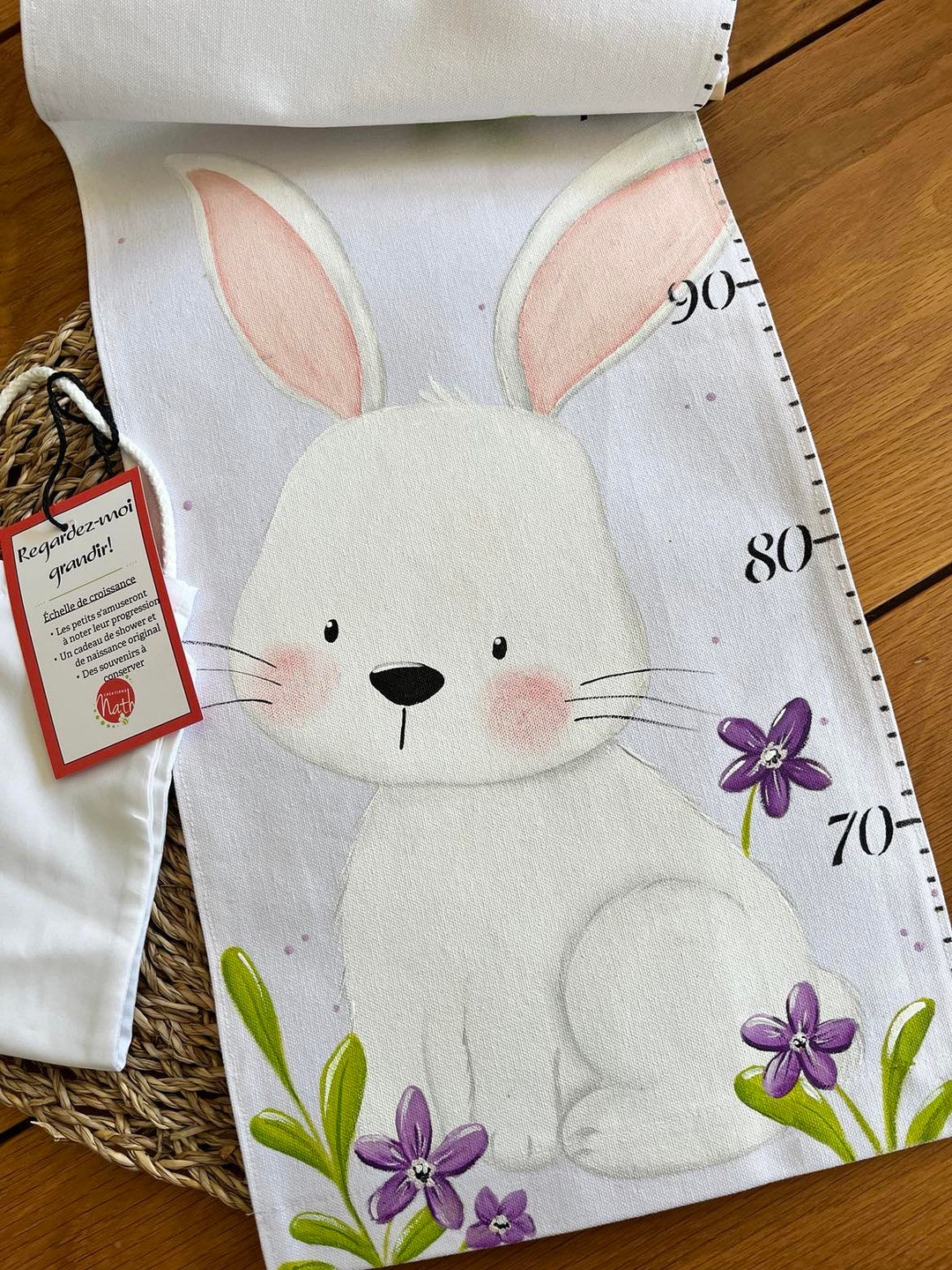 Rabbit Growth Chart, Height Chart, Fabric, Growth Ruler, Room ...
