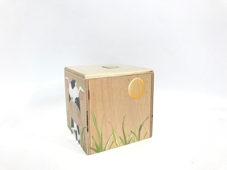 Animals Piggy Bank Gift Baby Cow Coins Farm - Etsy