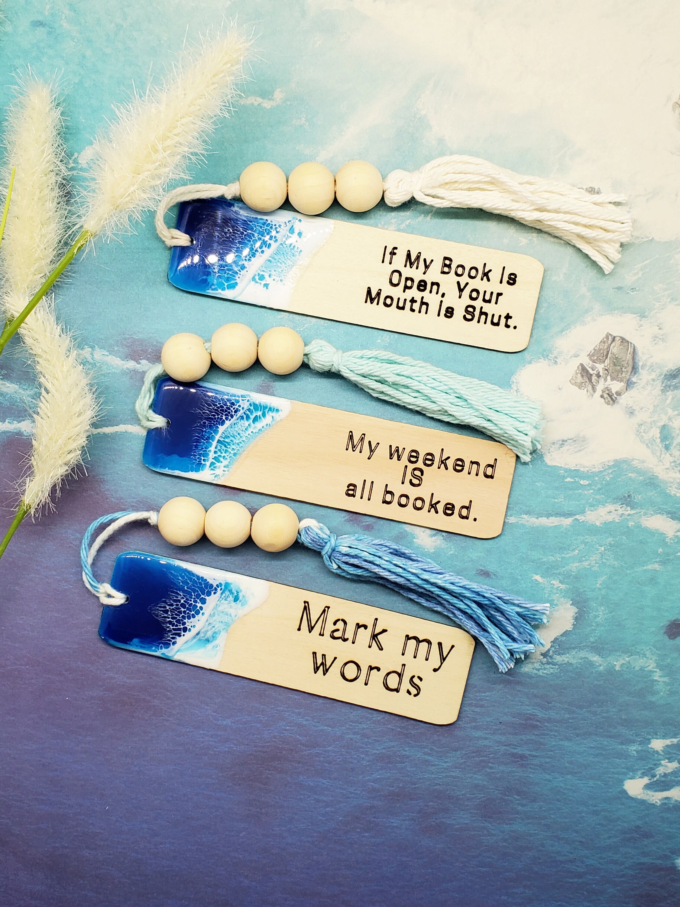 Resin Ocean Wave Engraved Bookmark - Etsy