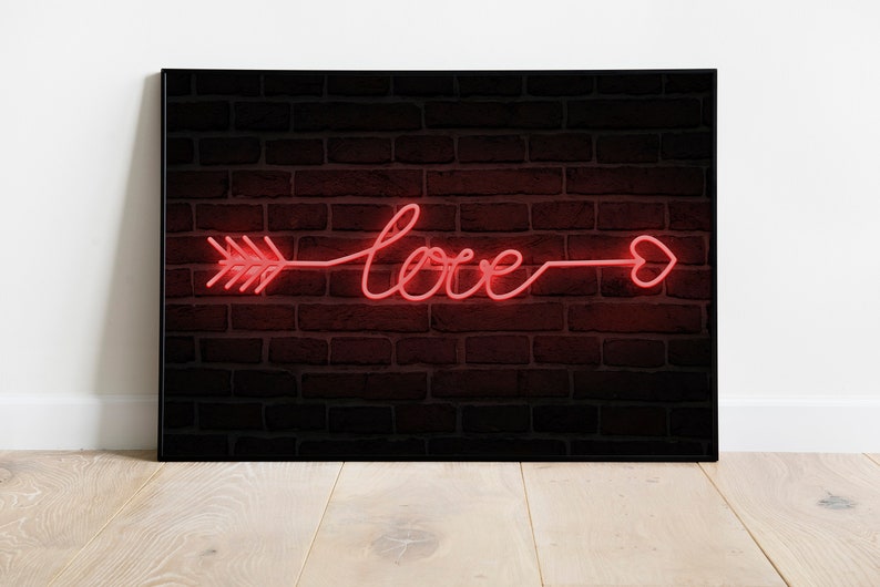 Love Print, Love Wall Print, Neon Art, Downloadable Art, Romantic Wall ...