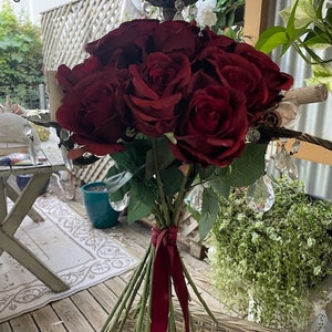 Gorgeous Maroon Rose Bridal Bouquet - Etsy