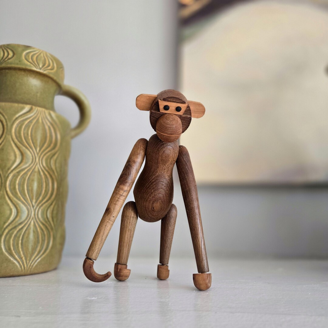 Mid Century Modern Teak Monkey // Wooden Articulated Monkey // Kay ...
