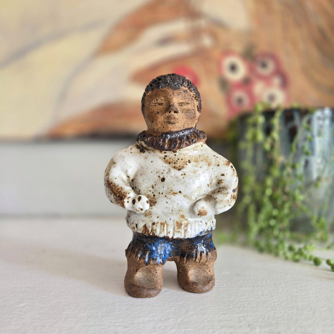 Vintage Guy De Pelteau Eskimo Inuit Man Sculpture / Indigenous Canadian ...