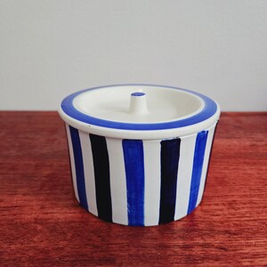 Upsala Ekeby Gefle Sweden Randi 1061-12 Blue and White Striped Lidded ...